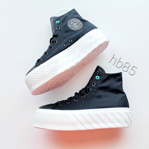 Converse | Shoes | Converse Ctas Lift 2x Hi Black Electric Aqua Womens ...